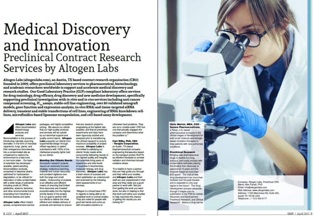 Medical Discovery and Innovation: Altogen Labs Preclinical CRO Services ...
